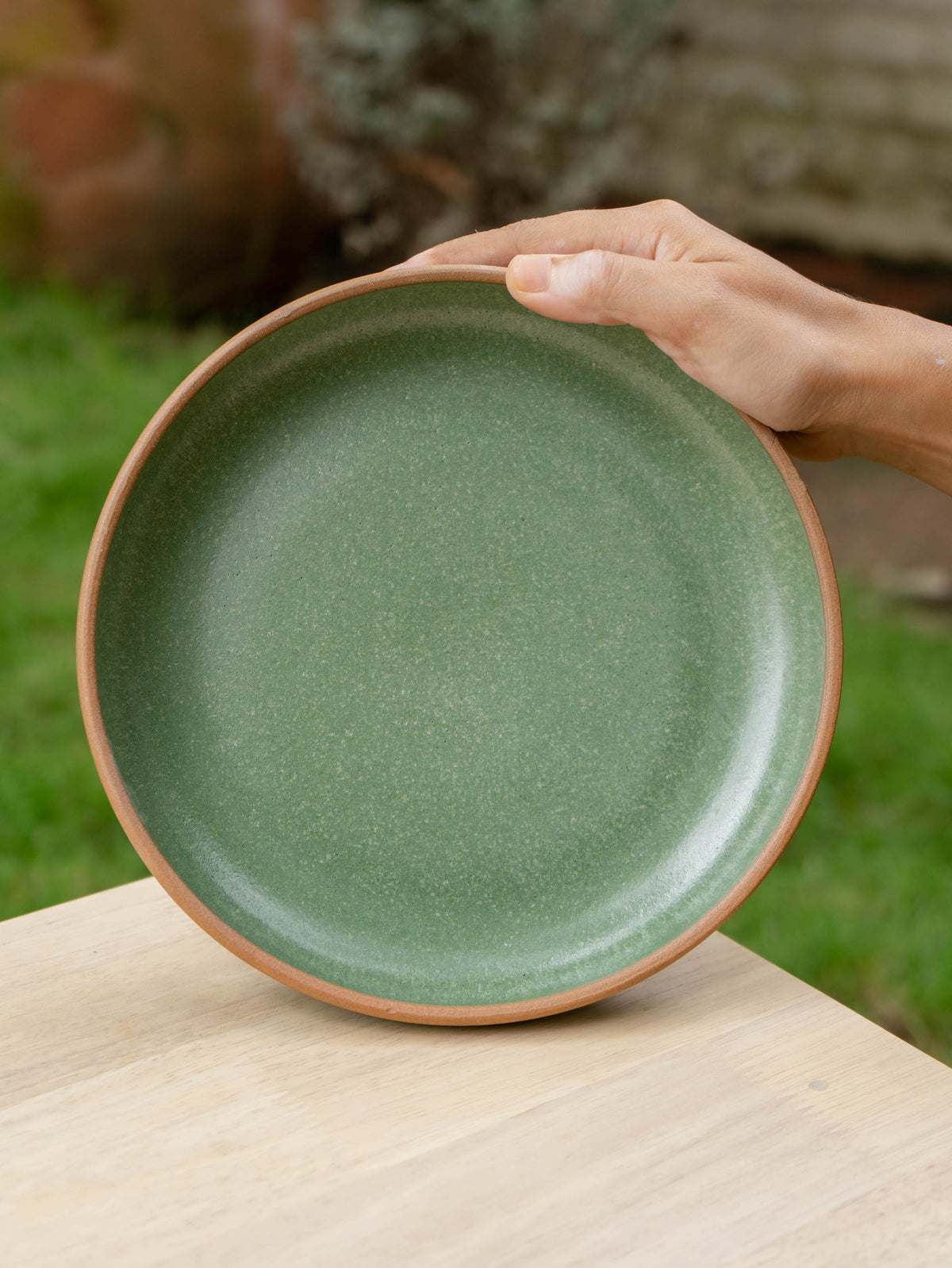 Mossy Drift Plate — Slow Pottery